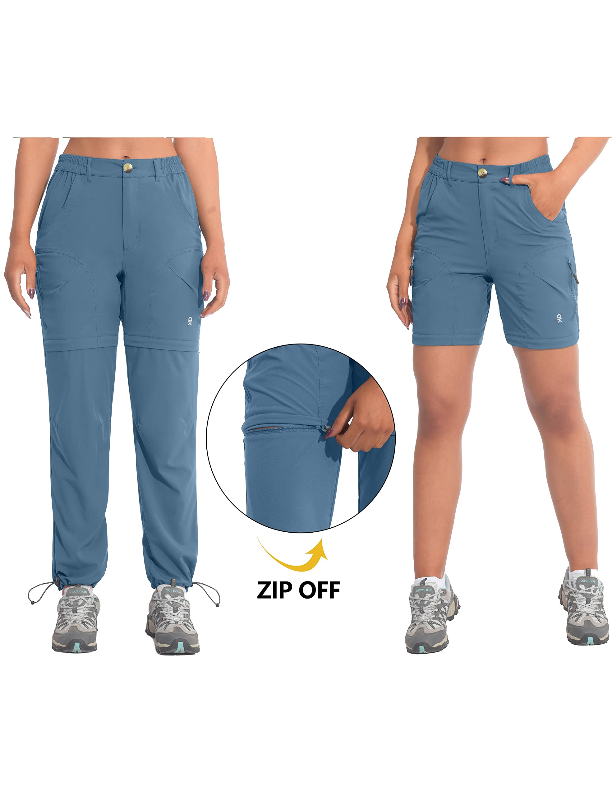 Little Donkey Andy Women's Convertible Zip Off Pants Quick Dry Stretch Hiking Travel Camping Pants Slate XXL