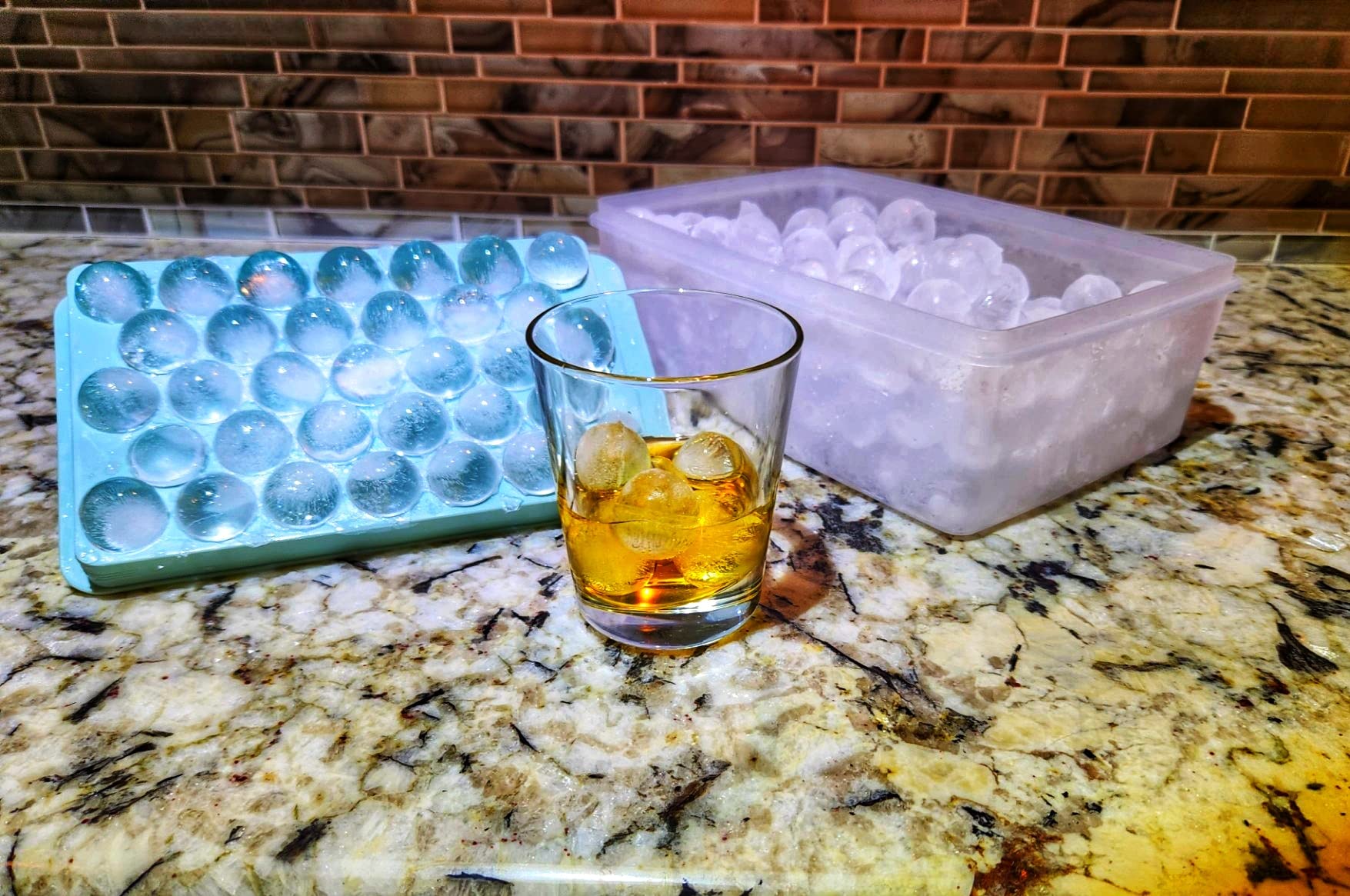 Next Level Home Ice Cube Tray - Ice Tray & Ice Cube Trays for Freezer with Lid and Bin - Sphere Ice Mold - Round Ice Cube Maker - Ice Molds Box