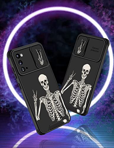 Goocrux for Samsung Galaxy S20 Case Skeleton Skull Women Girls Cute Gothic Phone Cover Cool Horror Unique Design Goth Aesthetic with Slide Camera Cover Funny Spooky Cases for Galaxy S20 5G 6.2''