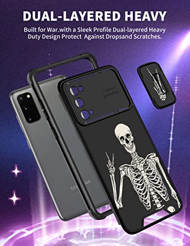 Goocrux for Samsung Galaxy S20 Case Skeleton Skull Women Girls Cute Gothic Phone Cover Cool Horror Unique Design Goth Aesthetic with Slide Camera Cover Funny Spooky Cases for Galaxy S20 5G 6.2''