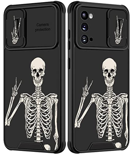 Goocrux for Samsung Galaxy S20 Case Skeleton Skull Women Girls Cute Gothic Phone Cover Cool Horror Unique Design Goth Aesthetic with Slide Camera Cover Funny Spooky Cases for Galaxy S20 5G 6.2''