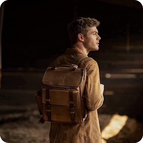 VELEZ Top Grain Leather Backpack for Men + Weekender Bag with Shoe Compartment