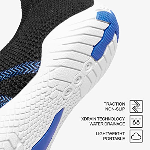 ALEADER Xbarefoot Mens Water Hiking Shoes Slip On Quick Drying Barefoot Shoes for River, Beach, Aqua Black Blue Size 9 US