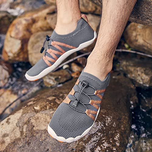 ALEADER Xbarefoot Mens Water Hiking Shoes Slip On Quick Drying Barefoot Shoes for River, Beach, Aqua Black Blue Size 9 US