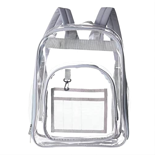 Skycco Large Clear Backpack Stadium Approved 16.5''X12.9''X6.7'',Heavy-duty PVC Backpack (Grey) (SUM511)