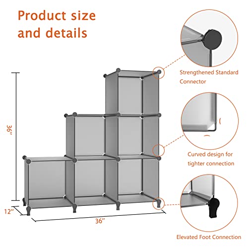 Closet Organizers and Storage, Cube Closet Organizer, Cubes Storage Organizers, Closet Storage Cabinet Shelf, Bookcase Bookshelf for Bedroom, Office (Grey, 6 Square)