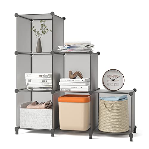 Closet Organizers and Storage, Cube Closet Organizer, Cubes Storage Organizers, Closet Storage Cabinet Shelf, Bookcase Bookshelf for Bedroom, Office (Grey, 6 Square)