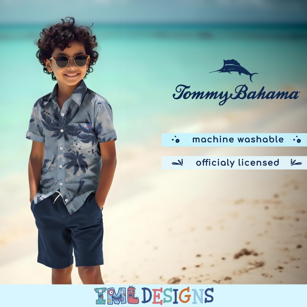 Tommy Bahama Boys Woven Button-Down Shirt, Woven Button Down Shirt for Boys (Blue Palms, Size 8)