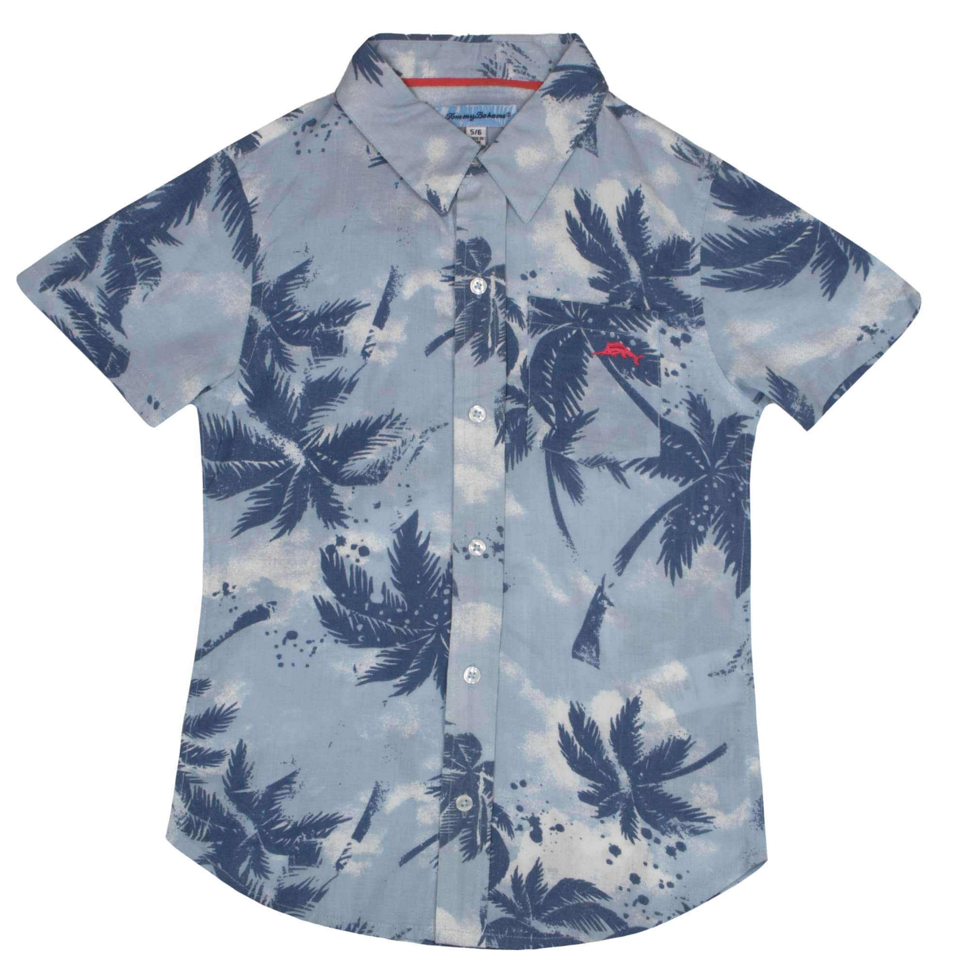 Tommy Bahama Boys Woven Button-Down Shirt, Woven Button Down Shirt for Boys (Blue Palms, Size 8)