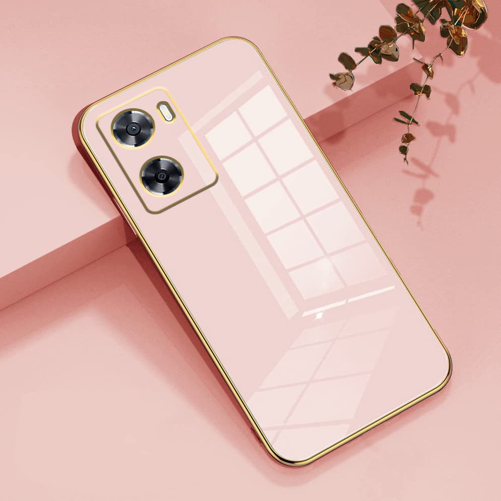 Wousunly Compatible with Oppo A57s Case Silicone Pink, Plating for Oppo A57 4g Phone Case Shockproof Thin and Soft Cover (Pink)