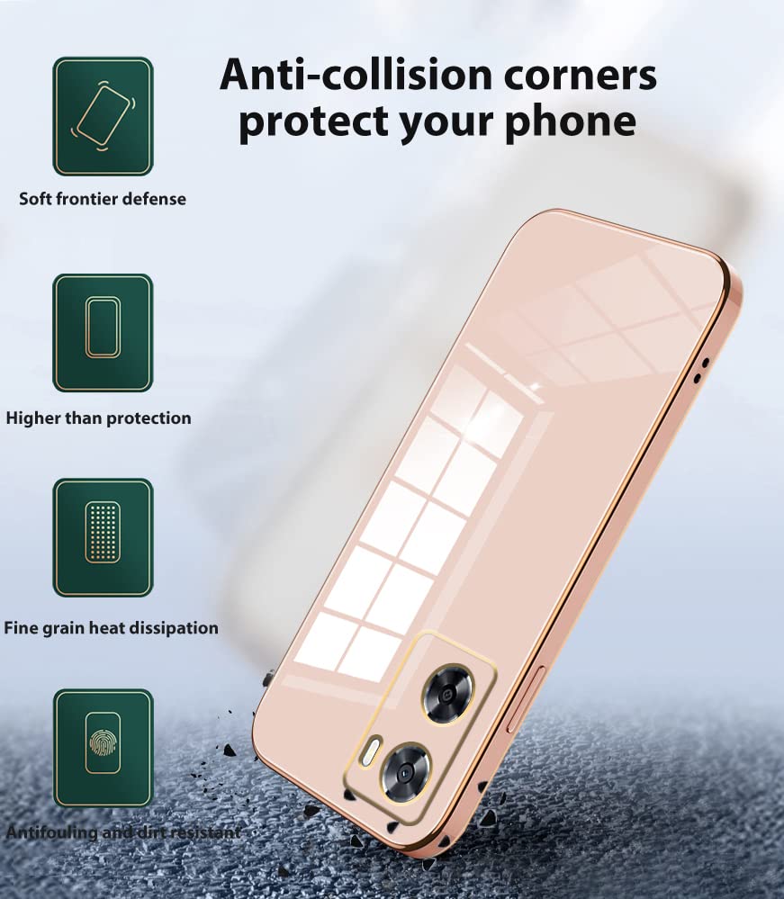 Wousunly Compatible with Oppo A57s Case Silicone Pink, Plating for Oppo A57 4g Phone Case Shockproof Thin and Soft Cover (Pink)