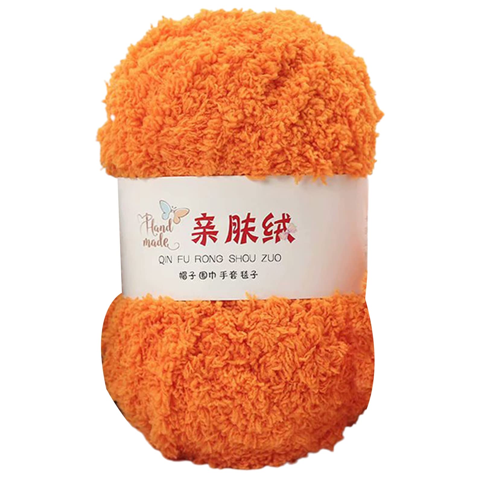 Generic Chenille Yarn Fluffy Coral Velvet Yarn Hard to Fade for Sewing Shop 1 Roll Orange