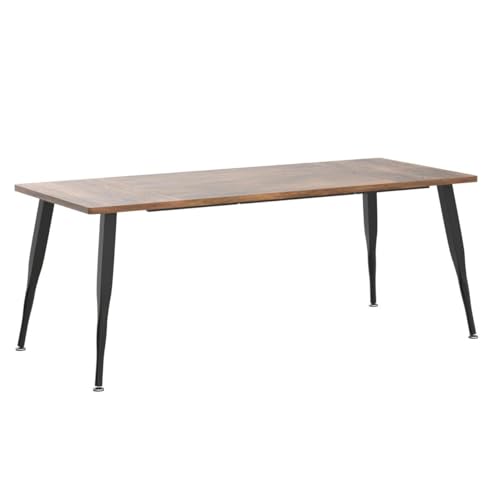 Tribesigns 70.9 Inch Large Dining Table for 6 to 8, Industrial Kitchen Table Furniture with Metal Legs, Modern Faux Wood Rectangular Dinner Table for Dining Room, Rustic Brown/White