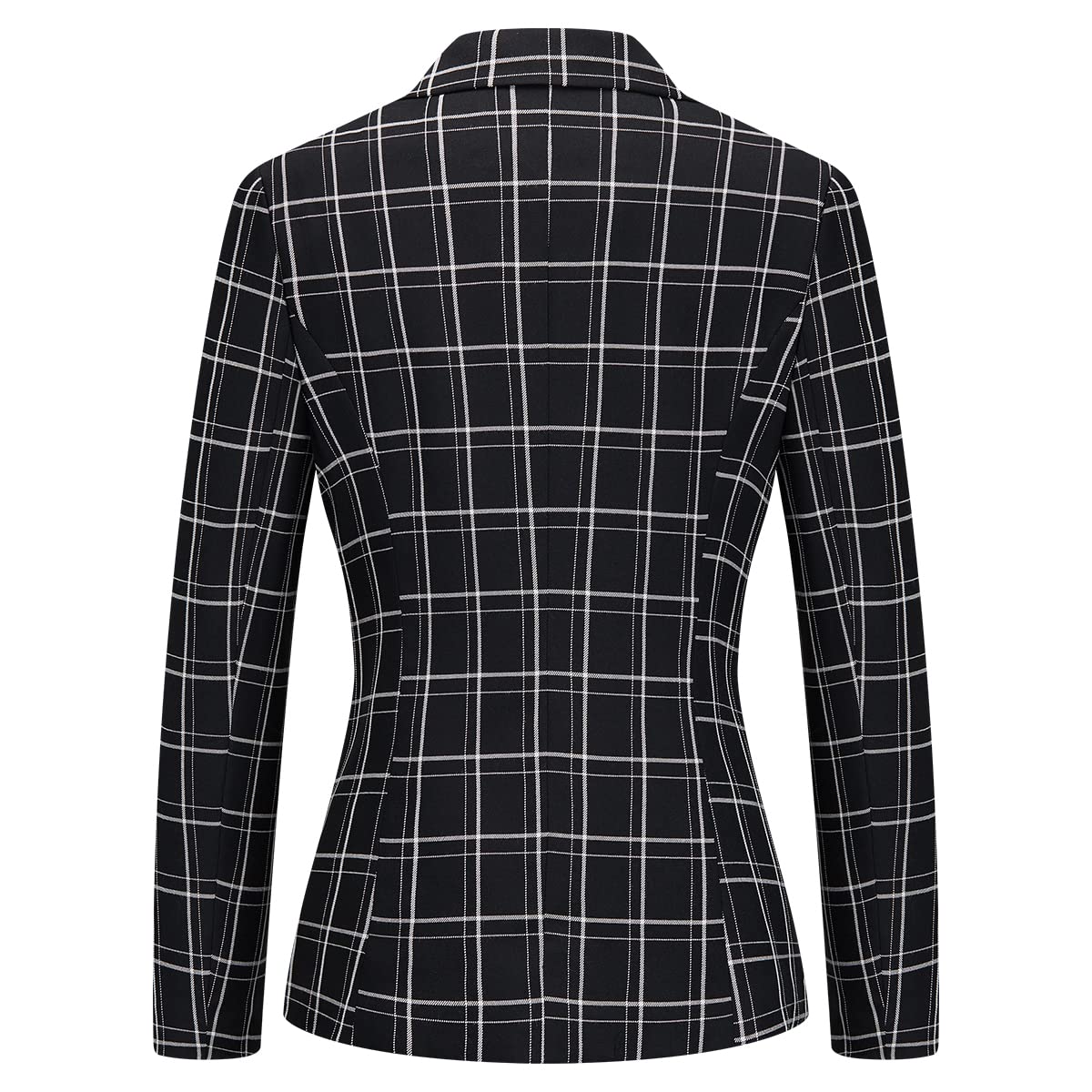 Womens 2 Piece Plaid Suits Casual Slim Fit Two Button Blazer and Pants Suit Set for Work Business Office(Black,Medium)