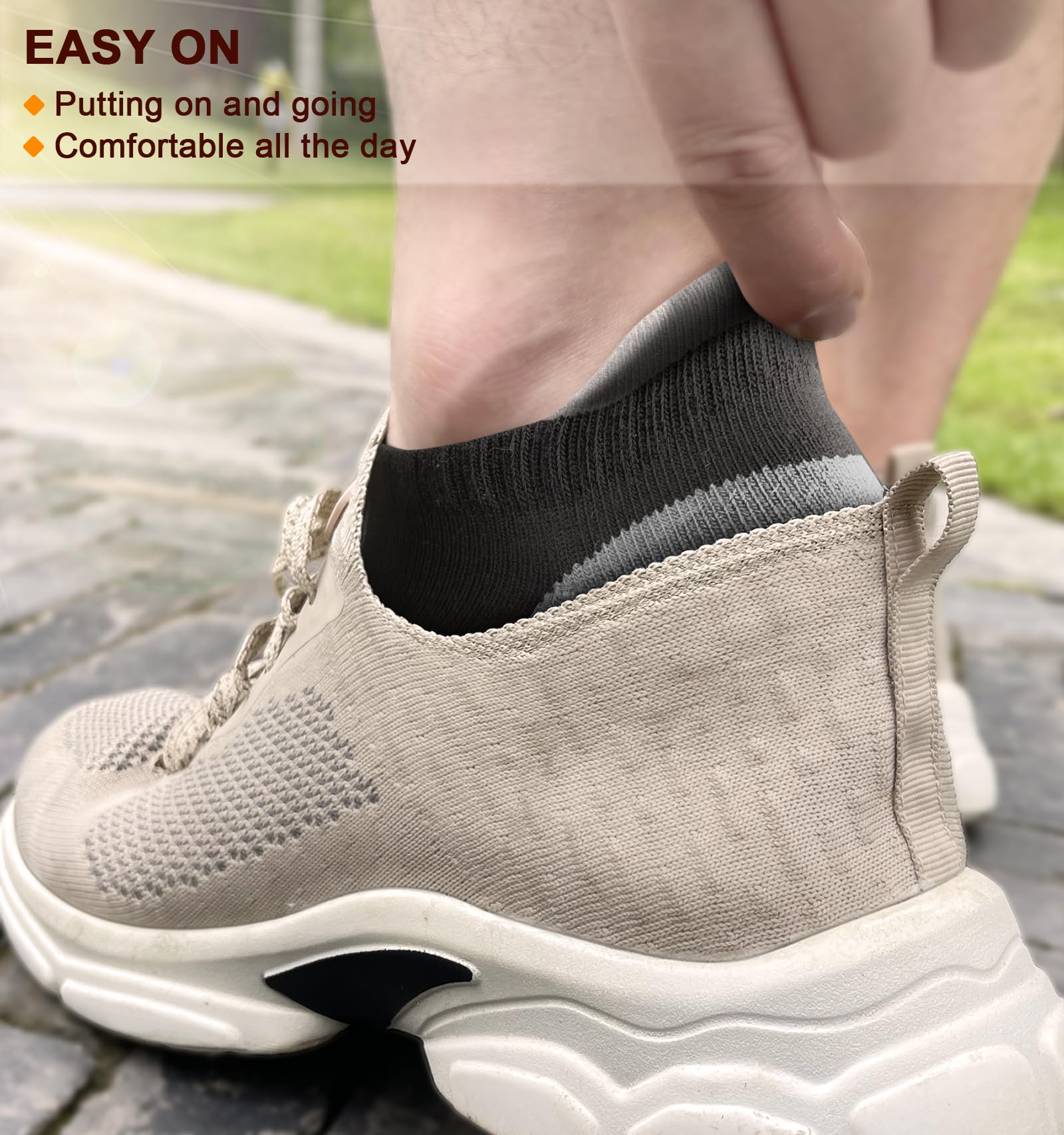 BULLIANT Mens Socks 6 Pairs-Athletic Ankle Socks Cushioned No Show For Men Running-Arch Compression Support(6Pairs,Shoes Size:Men 10-12)