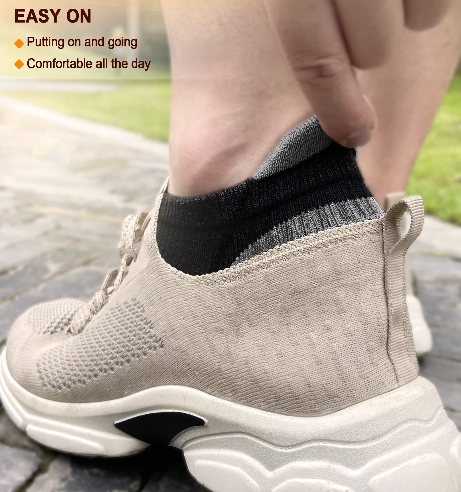 BULLIANT Mens Socks 6 Pairs-Athletic Ankle Socks Cushioned No Show For Men Running-Arch Compression Support(6Pairs,Shoes Size:Men 10-12)