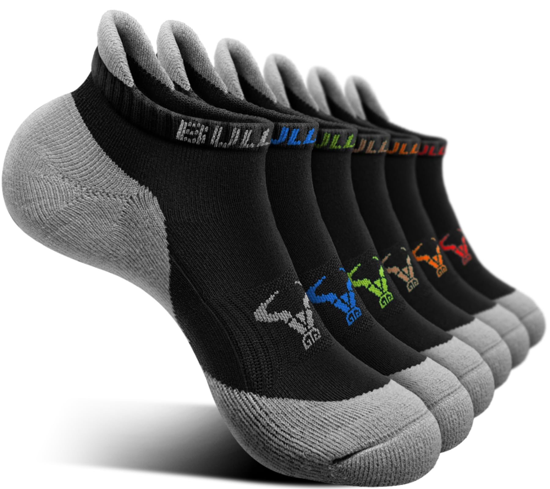 BULLIANT Mens Socks 6 Pairs-Athletic Ankle Socks Cushioned No Show For Men Running-Arch Compression Support(6Pairs,Shoes Size:Men 10-12)