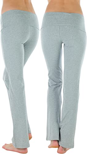 ToBeInStyle Women's Flared Bottom Full Length Leggings - Light Heather Grey - Large