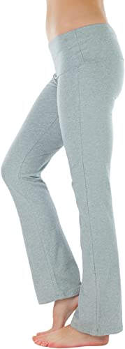 ToBeInStyle Women's Flared Bottom Full Length Leggings - Light Heather Grey - Large