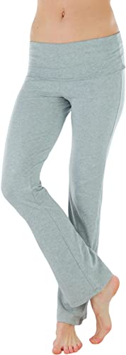 ToBeInStyle Women's Flared Bottom Full Length Leggings - Light Heather Grey - Large