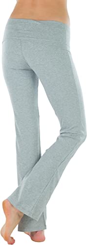 ToBeInStyle Women's Flared Bottom Full Length Leggings - Light Heather Grey - Large