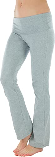 ToBeInStyle Women's Flared Bottom Full Length Leggings - Light Heather Grey - Large