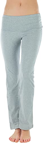 ToBeInStyle Women's Flared Bottom Full Length Leggings - Light Heather Grey - Large