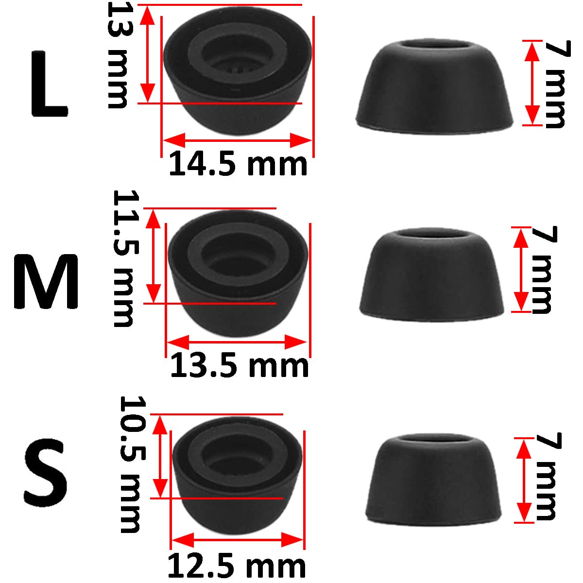 A-Focus 3 Pairs Compatible with Pixel Buds Pro Ear Tips Eartips, L/M/S Silicone Earbuds Fit in Case Gel Cover Accessories Compatible with Pixel Buds Pro Black L/M/S