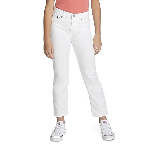 Levi's Girls High Rise Straight Fit Jeans, White, 14 US