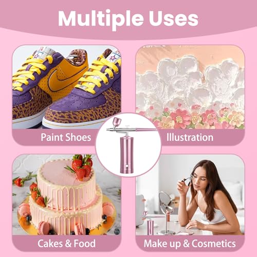 Daakro Cordless Airbrush Set - Portable Rechargeable Airbrush Kit with Compressor, Auto Handheld Air Brush Gun Sets for Makeup, Nail Art, Cake Decor, Model Painting, Barber, Tattoo