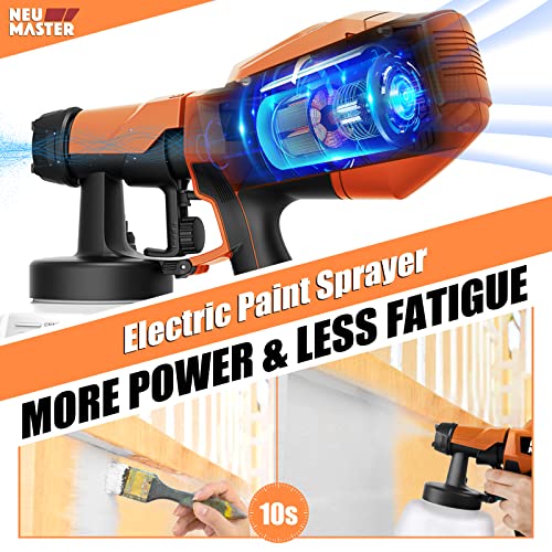 NEU MASTER Paint Sprayer, Electric Spray Paint Gun 1200ML/4 Nozzles/3 Patterns, Easy to Use for Home Interior and Exterior, House, Furniture, Cabinets, Fence, Ceiling (Orange)