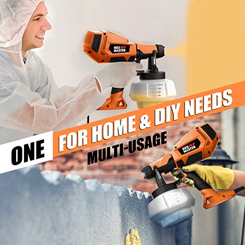 NEU MASTER Paint Sprayer, Electric Spray Paint Gun 1200ML/4 Nozzles/3 Patterns, Easy to Use for Home Interior and Exterior, House, Furniture, Cabinets, Fence, Ceiling (Orange)