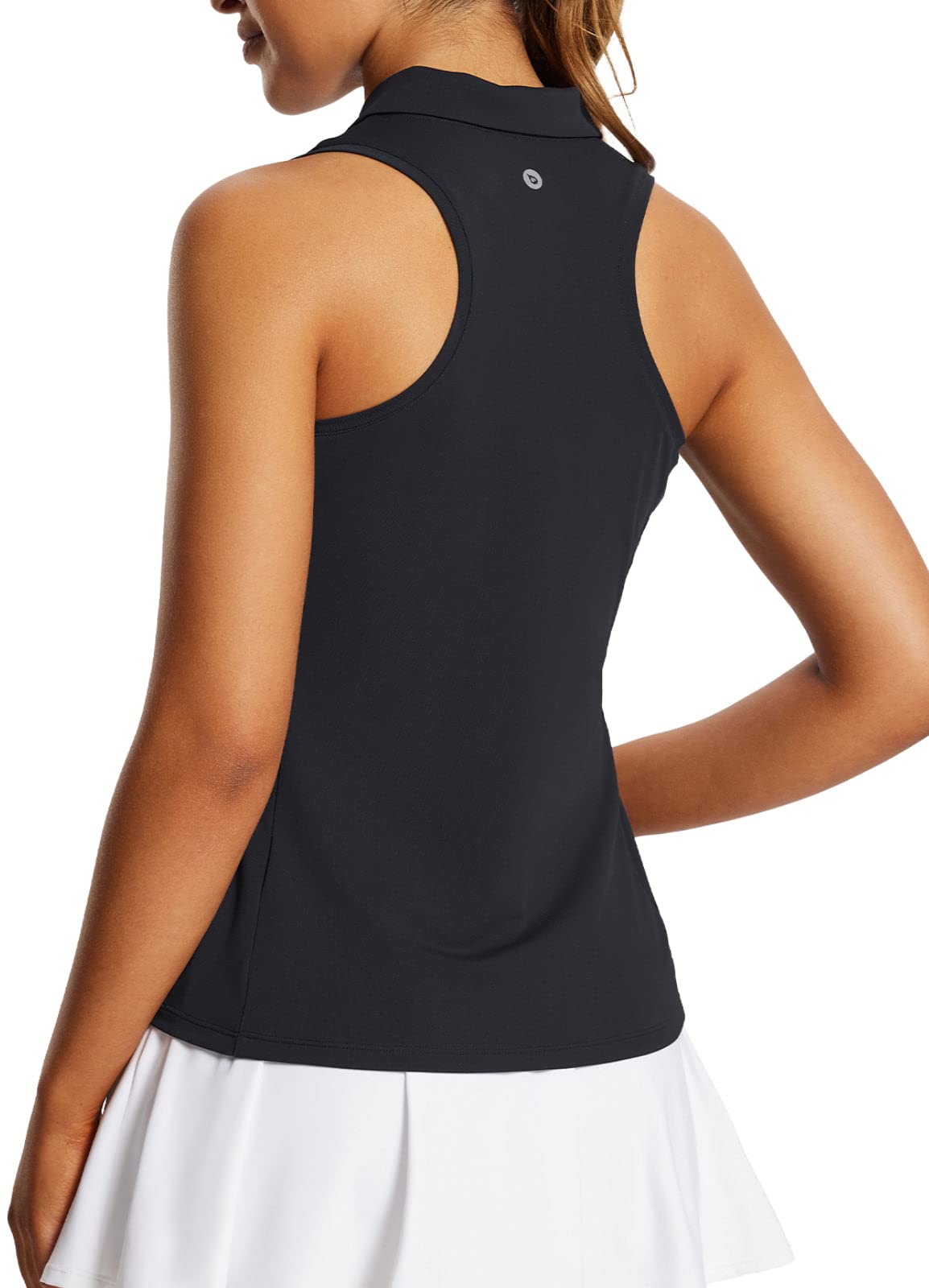 baleaf Women's Golf Shirts Tank Tops Sleeveless Tennis Polo Racerback with Collar Athletic Tanks Quick Dry-Black-XS