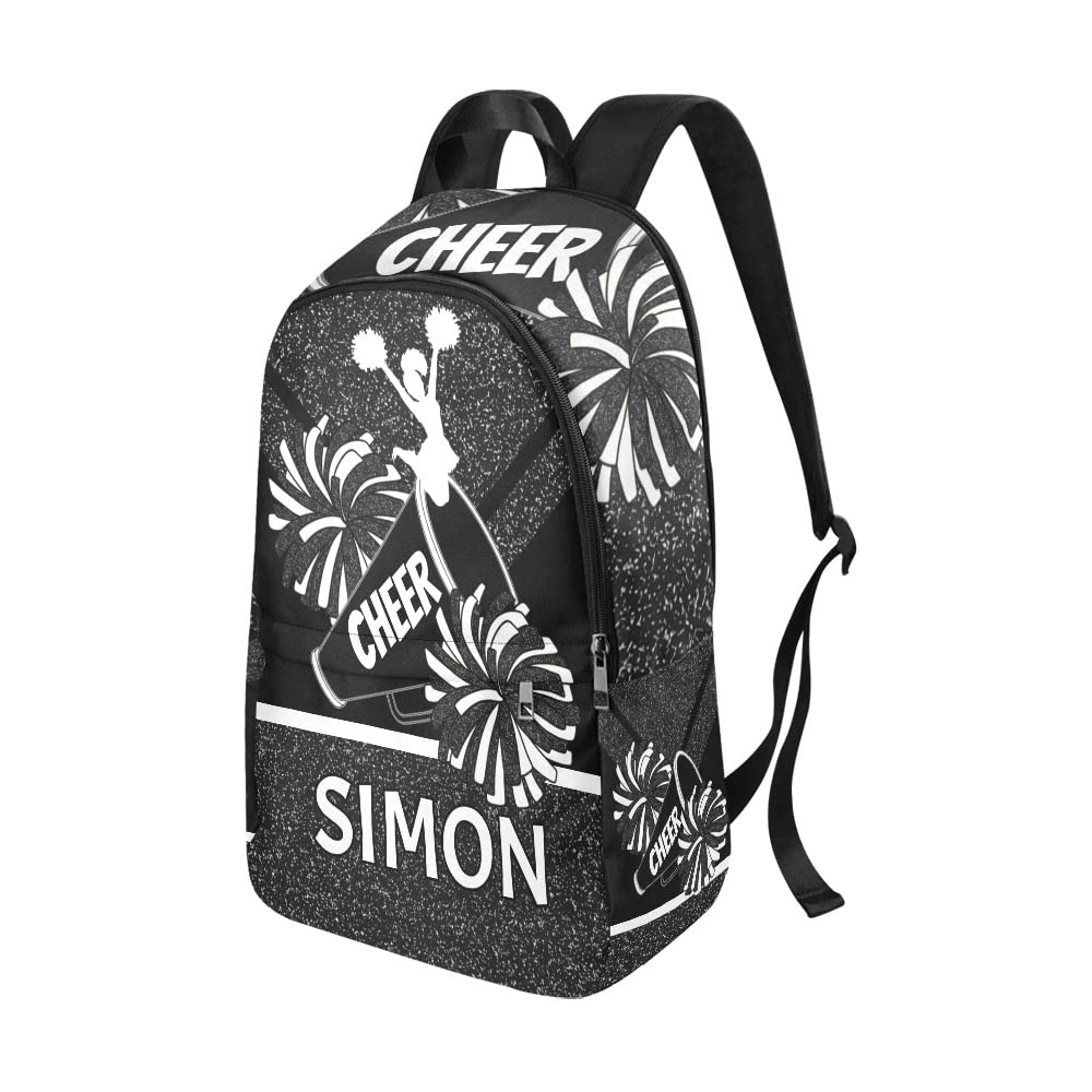 XOZOTY Black Bling Print Cheer Cheerleader Backpack Personalized Name Laptop Bag Travel Daypack for Kids Adult