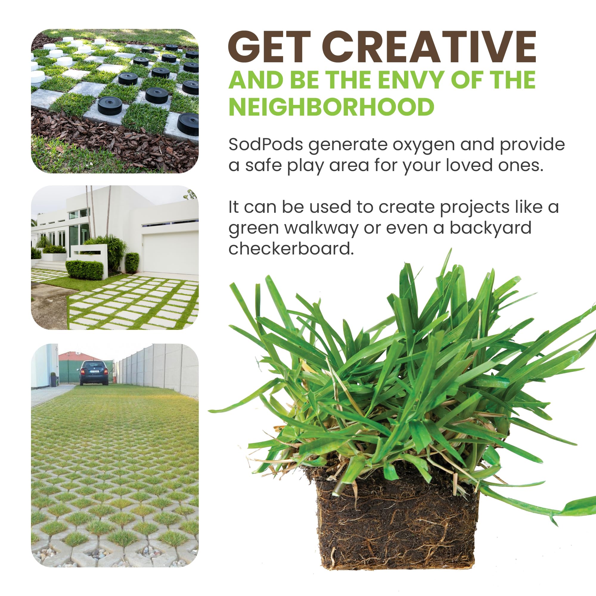Cannot Ship to California/AZ SodPods® St Augustine Floratam Grass Plugs (32-Count) Natural, Affordable Lawn Improvement