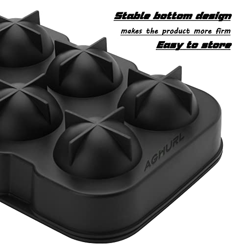 AGHURL Ice Cube Trays, Silicone Ice Ball Maker with Lids, Large Ice Cube Molds for Whiskey, Cocktails & Bourbon, Reusable & BPA Free
