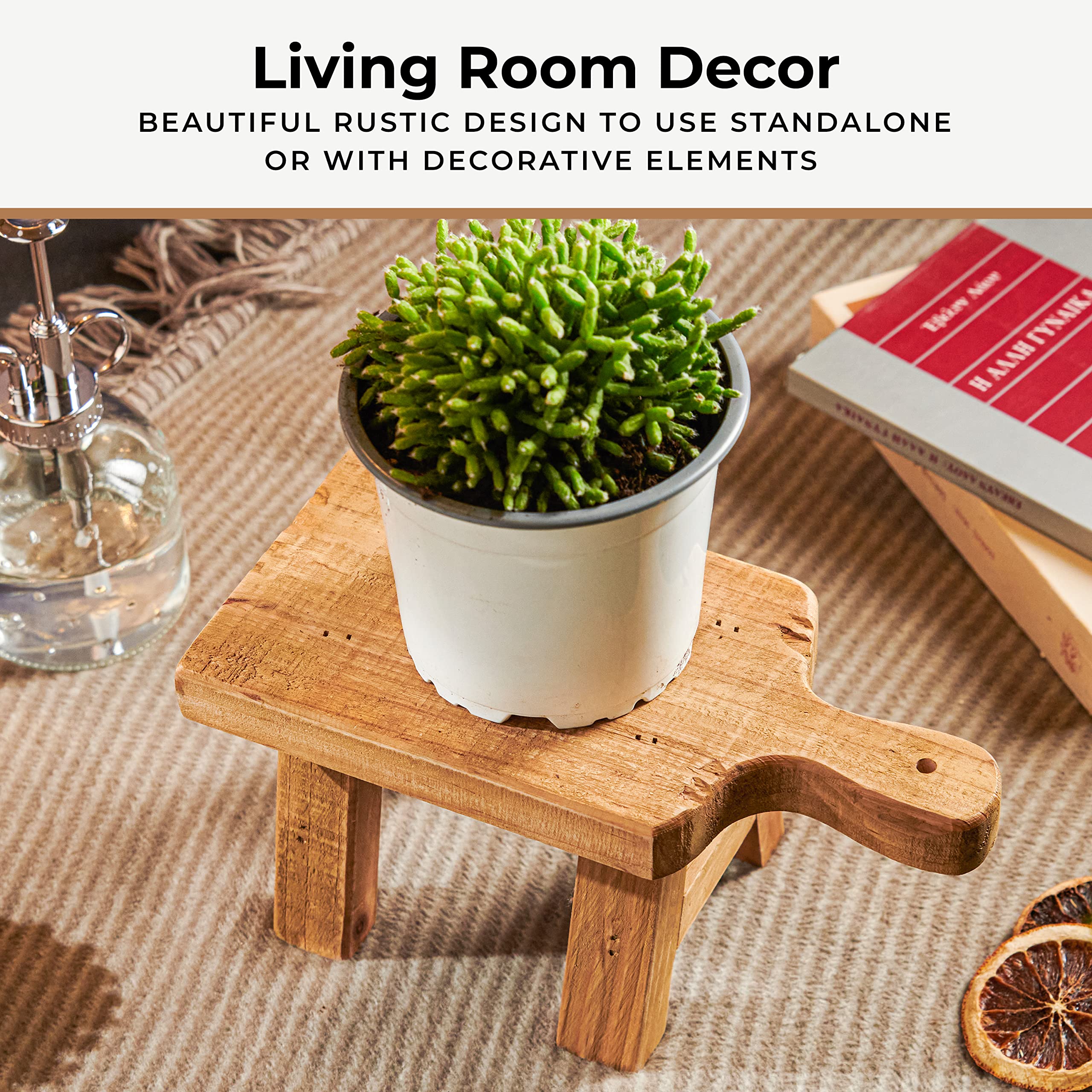 WOODENHOUSE LIFELONG QUALITY Wooden Stand - Rectangular Fir Wood Pedestal Stand for Kitchen, Bathroom, or Decor - Pre-Assembled, Sturdy, Easy Handle, Great Gift