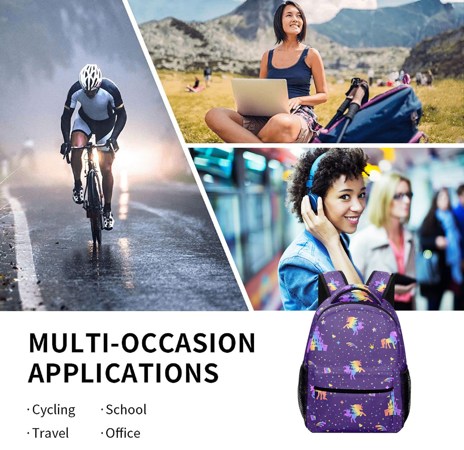 WOWPersonalTailor Cheers Light Blue Cheerleaders Backpack Waterproof Travel Bag for Hiking Camping