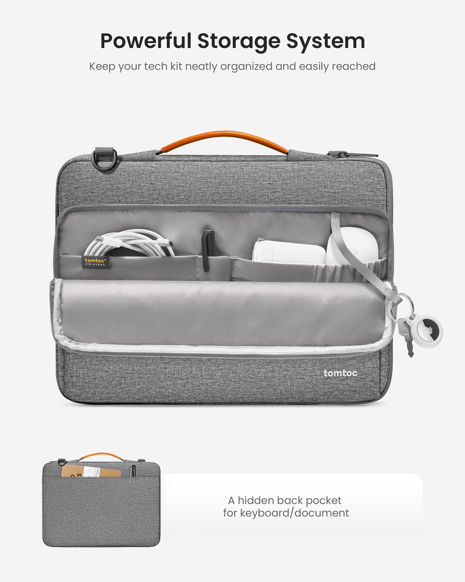 tomtoc 360 Protective Laptop Shoulder Bag for 13-inch 2025 MacBook Air M4/A3240, M3/A3113, M2/A2681, M1/A2337, MacBook Pro M2/A2686 M1/A2338, Water-Resistant Laptop Accessory Carrying Case Sleeve