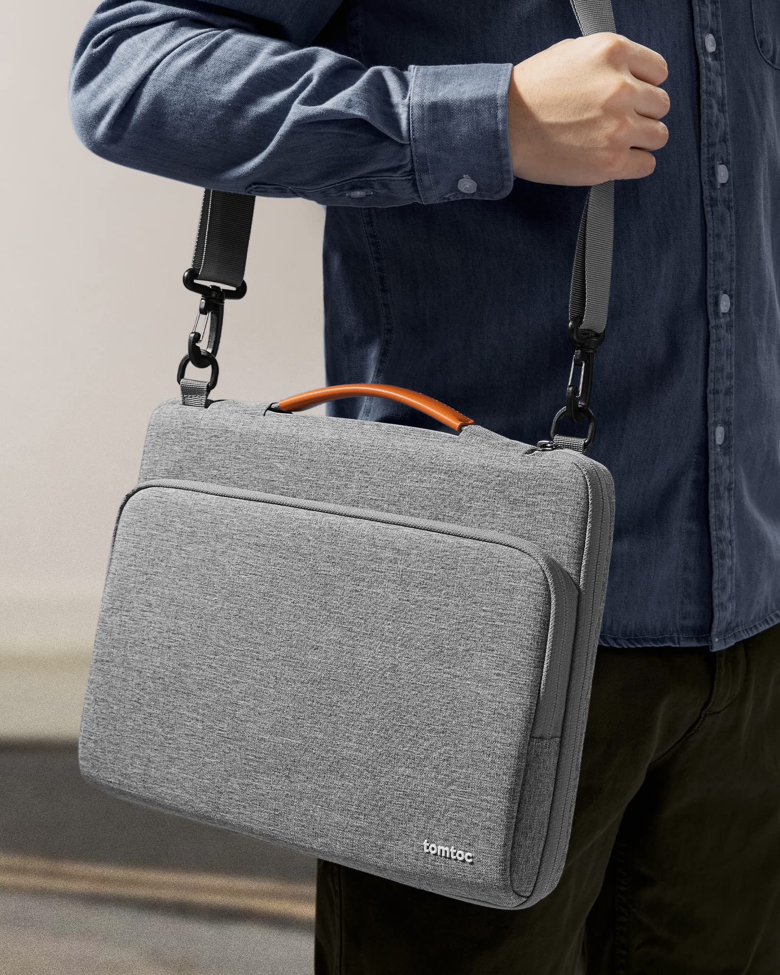 tomtoc 360 Protective Laptop Shoulder Bag for 13-inch 2025 MacBook Air M4/A3240, M3/A3113, M2/A2681, M1/A2337, MacBook Pro M2/A2686 M1/A2338, Water-Resistant Laptop Accessory Carrying Case Sleeve