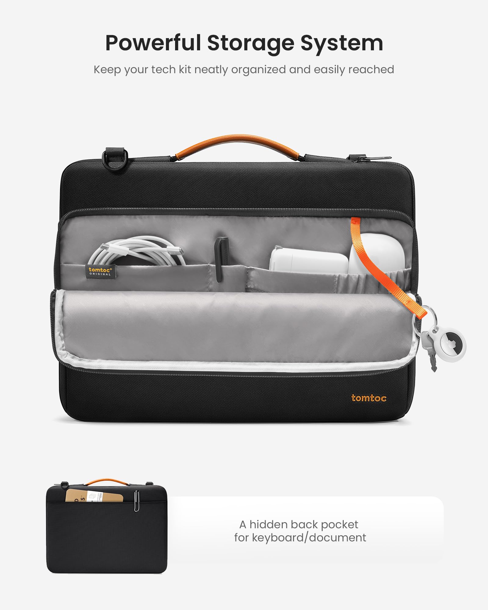tomtoc 360 Protective Laptop Shoulder Bag for 14-inch MacBook Pro M4/M3/M2/M1 Pro/Max A3112/A3401/A3185 2024-2021, Water-Resistant Carrying Case for 13.5-14.4 Inch Microsoft Surface Laptop 6/5