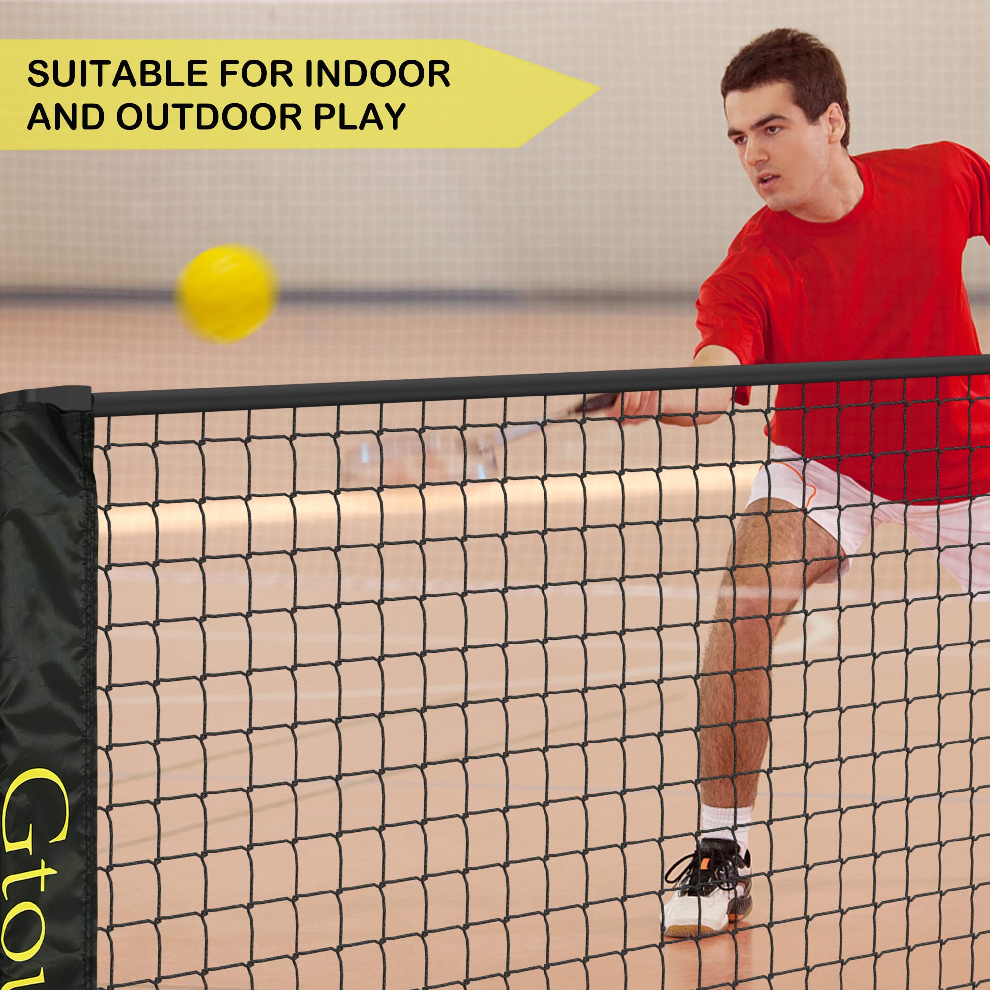 Portable Pickleball Net Outdoor, 22 FT Pickleball Net Regulation Size with Carrying Bag, Pickleball Nets System with Interlocking Metal Frame and Strong PE Net for Driveway