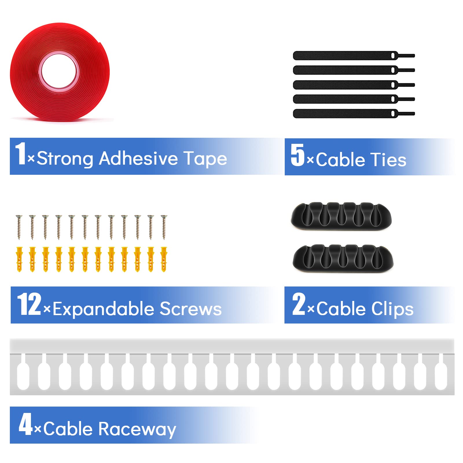 Cable Duct Management Raceway Kit, 62.8" (4 x 15.7) Server Rack Cable Management, Cable Management for Hide Network HDMI VGA Cable, Open Slot Cable Track Desk Wire Channel, Cable Raceway White 4 Pack