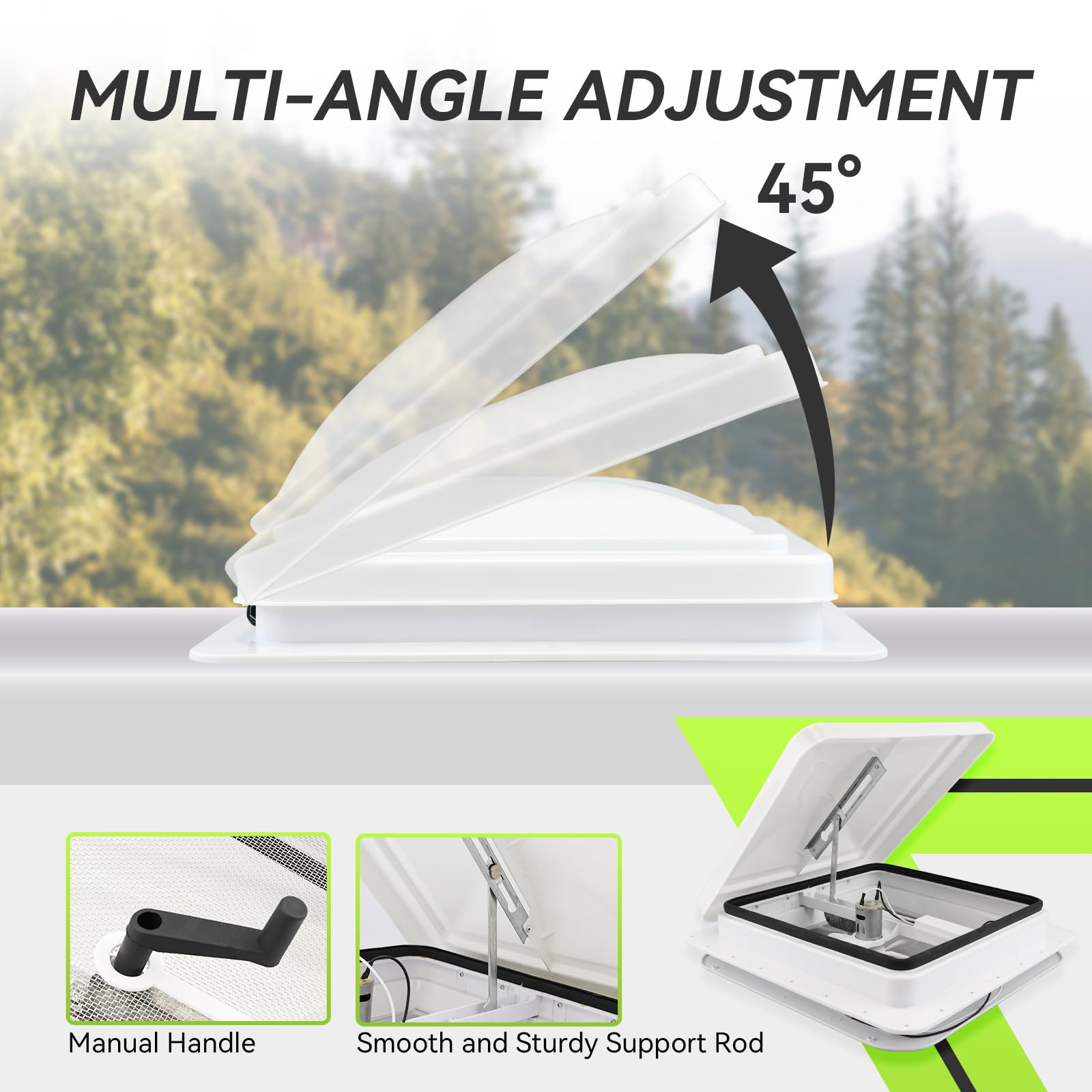 RVMATE 14" Roof Vent Fan for RV/Camper/Trailer, White With 12V Fan 6" Blades