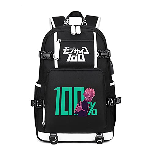TKBASO Anime Mob Psycho 100 Mob Reflect Light Backpack Laptop Bag Mochila Black (1)
