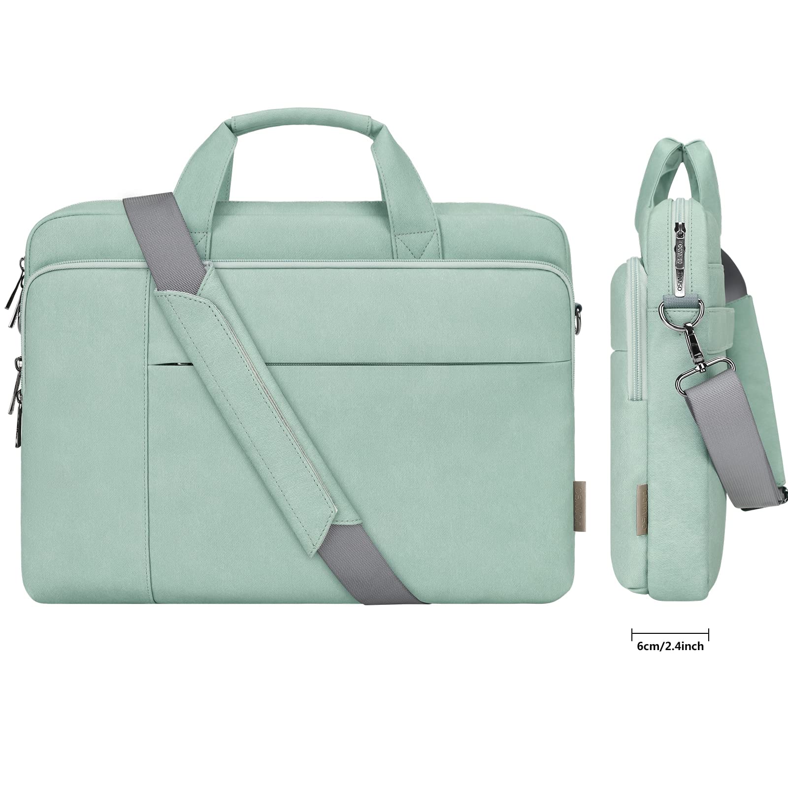 DOMISO 14 inch Laptop Bag Business Briefcase Water-resistant Notebook Messenger Shoulder Bag for 14" MacBook Pro/HP Stream 14 Chromebook 14/Lenovo IdeaPad ThinkPad/ASUS ZenBook,Sage Green