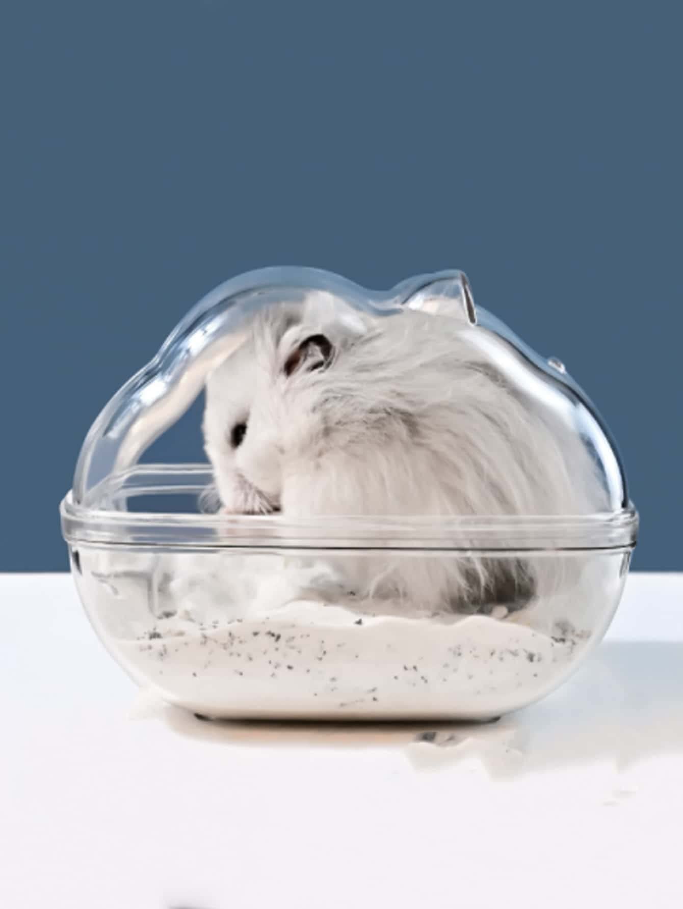 QWINEE Hamster Sand Bath Tub Transparent Hamster Toilet Bath Container Cage Accessories for Gerbil Syrian Mouse Chinchilla and Other Small Animals Clear S