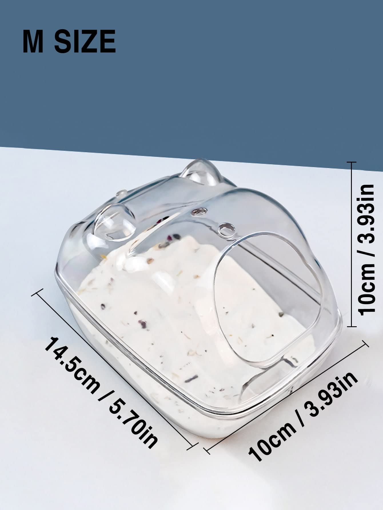 QWINEE Hamster Sand Bath Tub Transparent Hamster Toilet Bath Container Cage Accessories for Gerbil Syrian Mouse Chinchilla and Other Small Animals Clear S