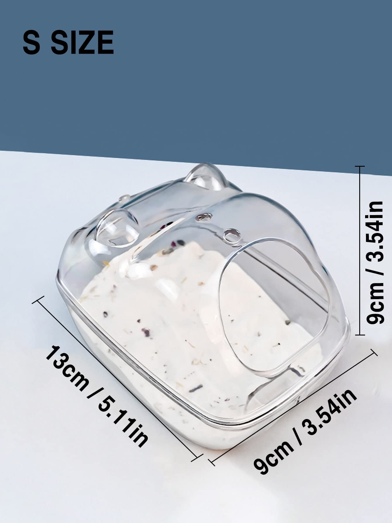 QWINEE Hamster Sand Bath Tub Transparent Hamster Toilet Bath Container Cage Accessories for Gerbil Syrian Mouse Chinchilla and Other Small Animals Clear S