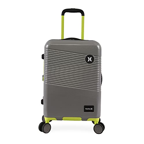 Hurley Looper Hardside Spinner Luggage, Light Grey Neon, Carry-On 21-Inch